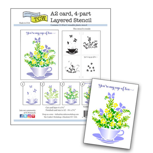 A2 Layered Cup of Tea Stencil | CSCS