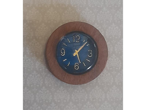 Wall clock, wooden case with blue dail/face | Rainspider Miniature