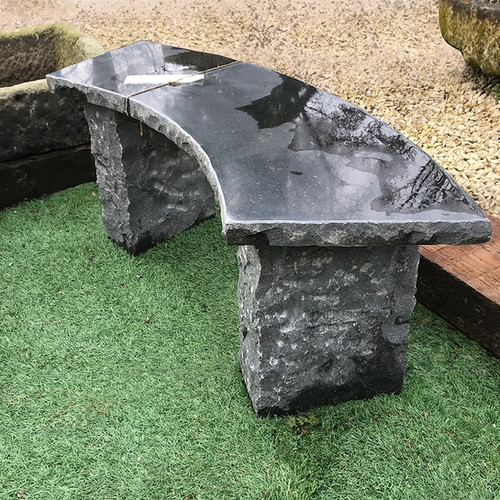 Curved Black Granite Bench | wellstonedleeds