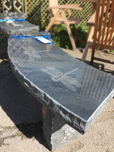 Curved Dragonfly Bench - Black Granite | wellstonedleeds