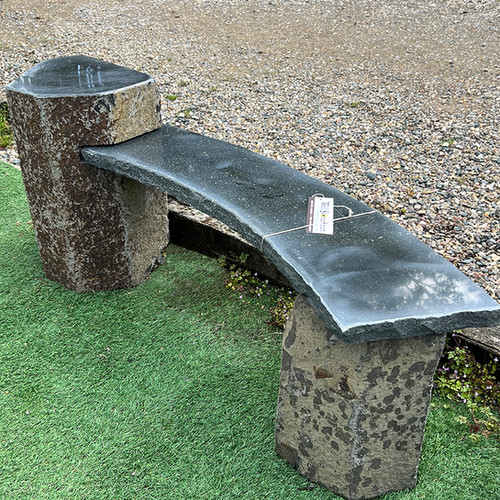 Curved Basalt Bench with Integrated Table | wellstonedleeds
