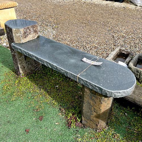 Straight Basalt Bench with Integrated Table | wellstonedleeds
