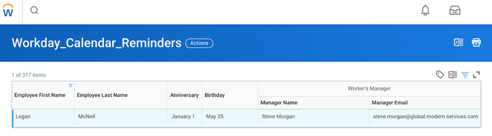 Birthdays and PTO from Workday® to every Manager’s Calendar