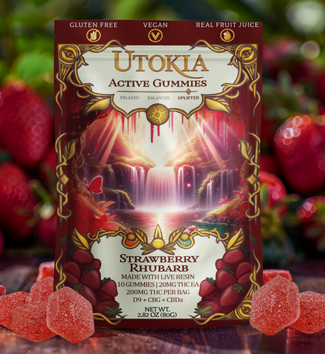 Utokia THC Active Gummies | Strawberry Rhubarb | 200mg | Utokia Herb Co