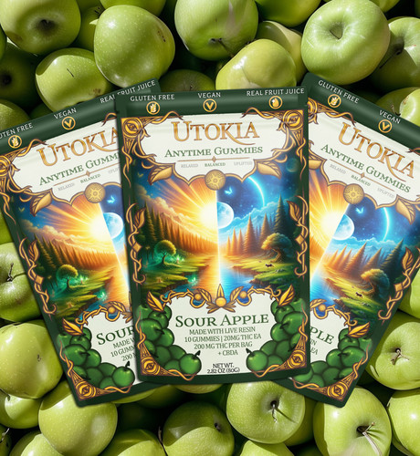 3 Pack: Utokia THC Anytime Gummies | Sour Apple | 200mg | Utokia Herb Co