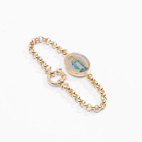 Bracciale Rolò medaglia Madonna Miracolosa dipinta a mano | Elena Braccini