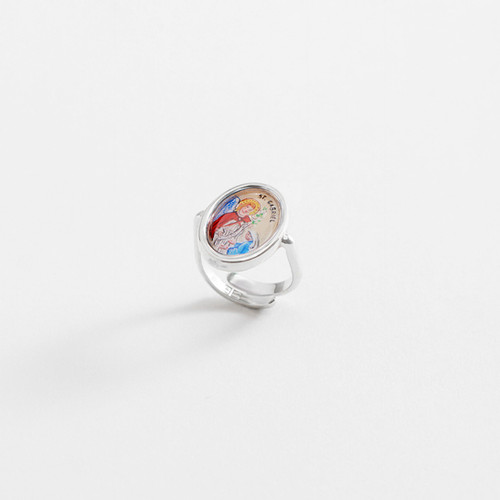 Classic ring with hand-painted miniatures of the Saints - 9k gold ...