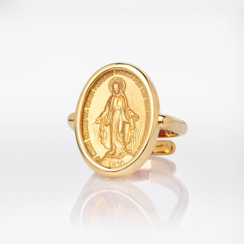 Anello Classico Medaglia Madonnine a scelta in oro 14 carati | Elena ...