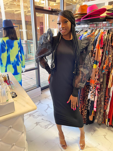 Puffy Sleeve bodycon dress | Jackie's Collection