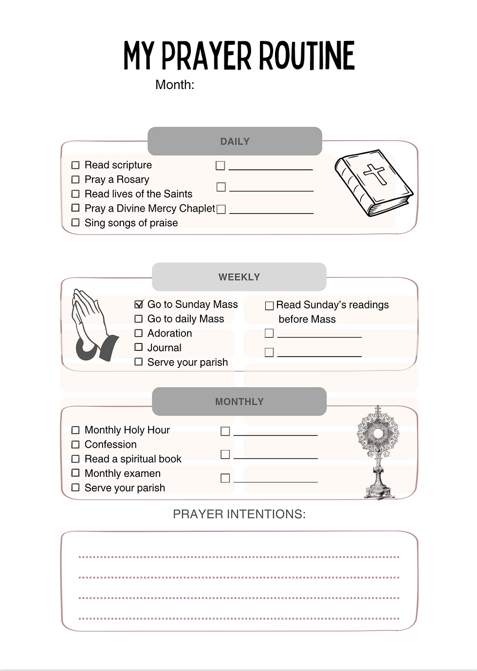 My Prayer Routine Worksheet | Jump In Catholic!