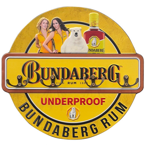 Bundaberg Rum Coat, Hat & Key Rack Wall Mount | ManCave