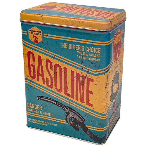 Gasoline vintage-style metal storage tin | ManCave