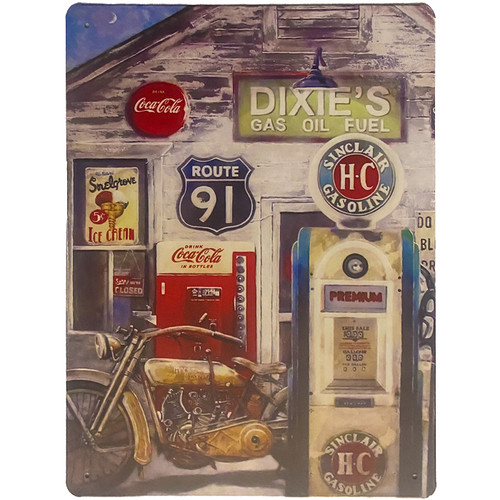 Dixies Gas Station. Vintage style metal sign. 400mm x 300mm | ManCave
