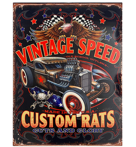 'Americana' Custom Rats Metal sign. AmericanSteel 760mm x 580mm | ManCave