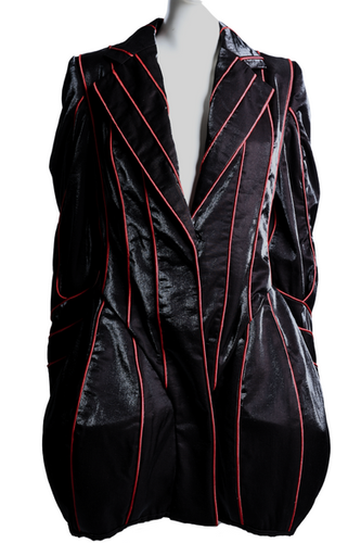 Blazer With Red Piping With Bubble Accent | The Black Dandelion