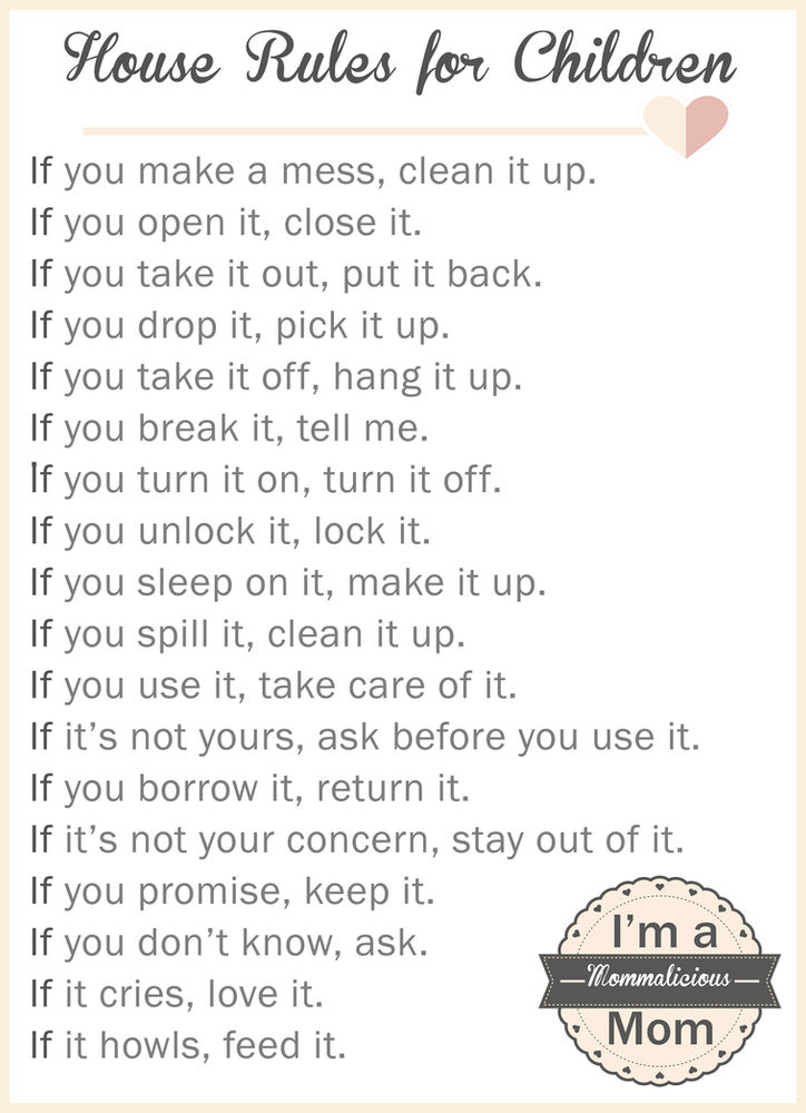 House Rules for your children - Printable