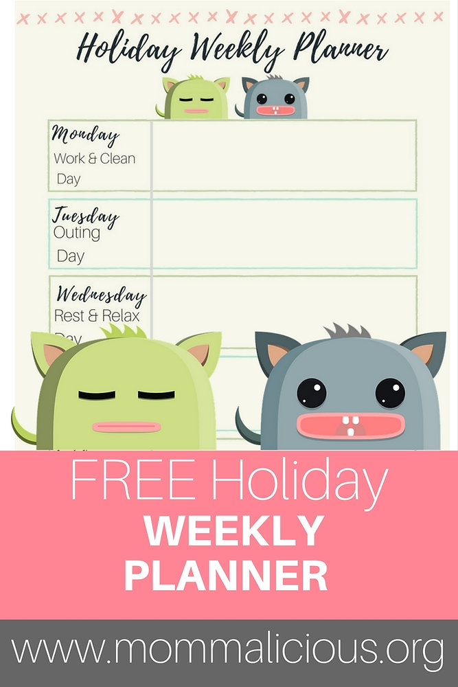 FREE Holiday Weekly Planner | Mommalicious