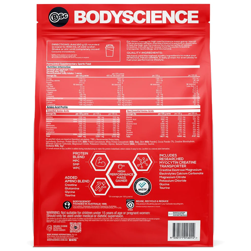 Nitrovol Mass Gainer 2.2kg | Fighting Fit HQ