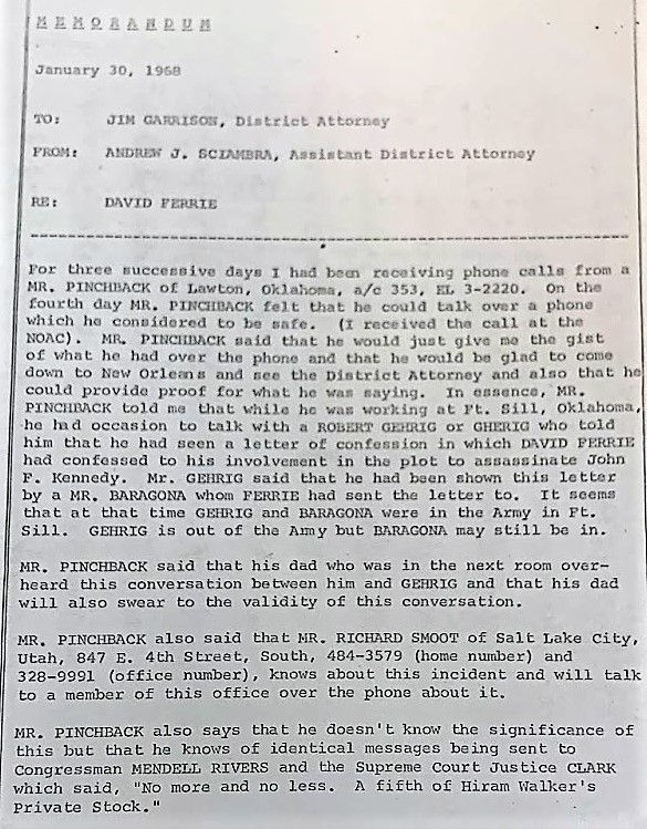 Did David Ferrie Send a Letter of Confession?