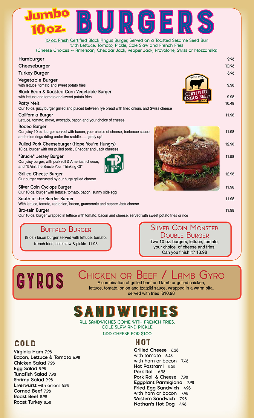 Silver Coin Diner Menus