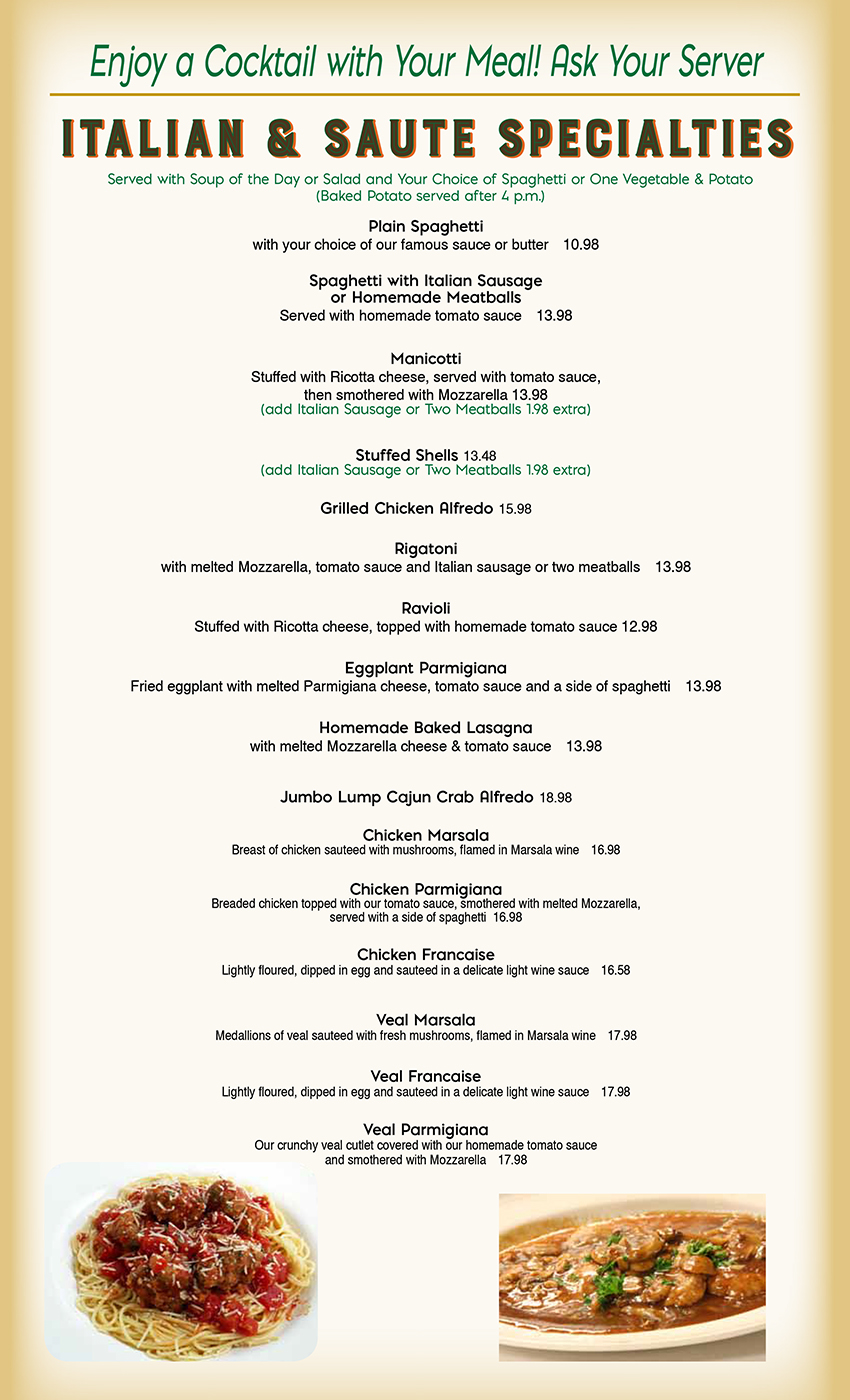 Silver Coin Diner Menus