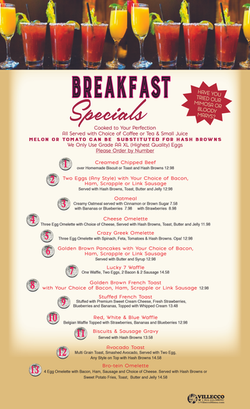 Silver Coin Diner Menus