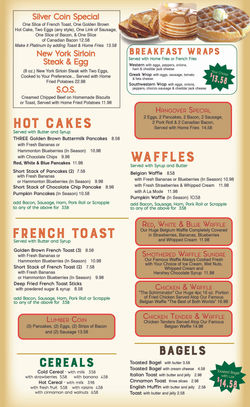 Silver Coin Diner Menus