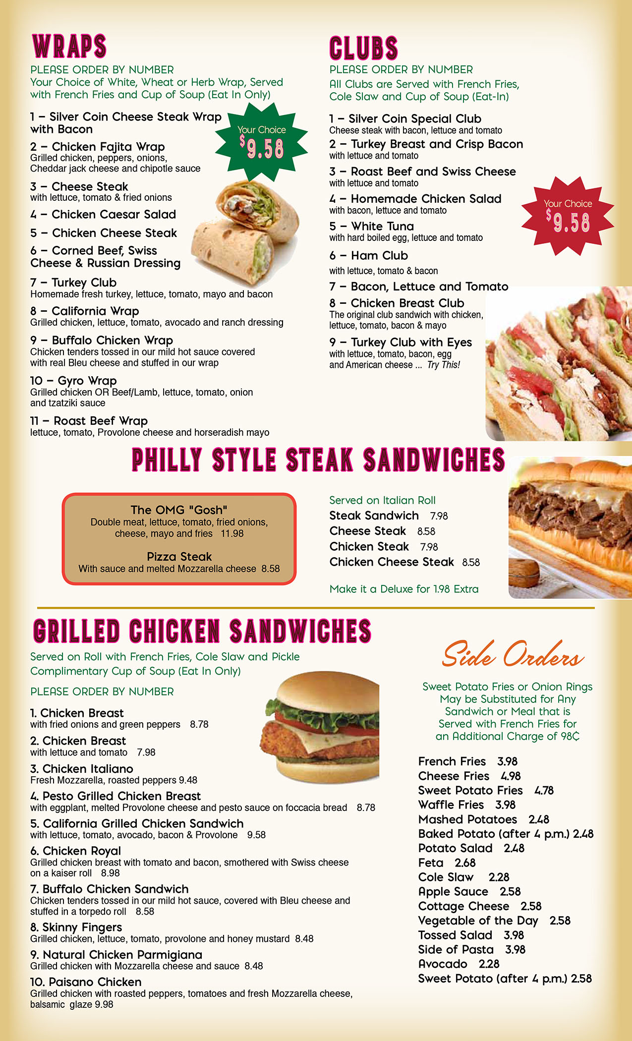 Silver Coin Diner Menus