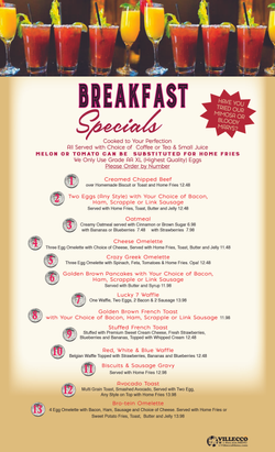 Silver Coin Diner Menus