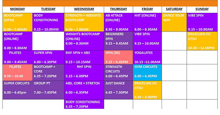 Class Timetable | Ross Health & Fitness