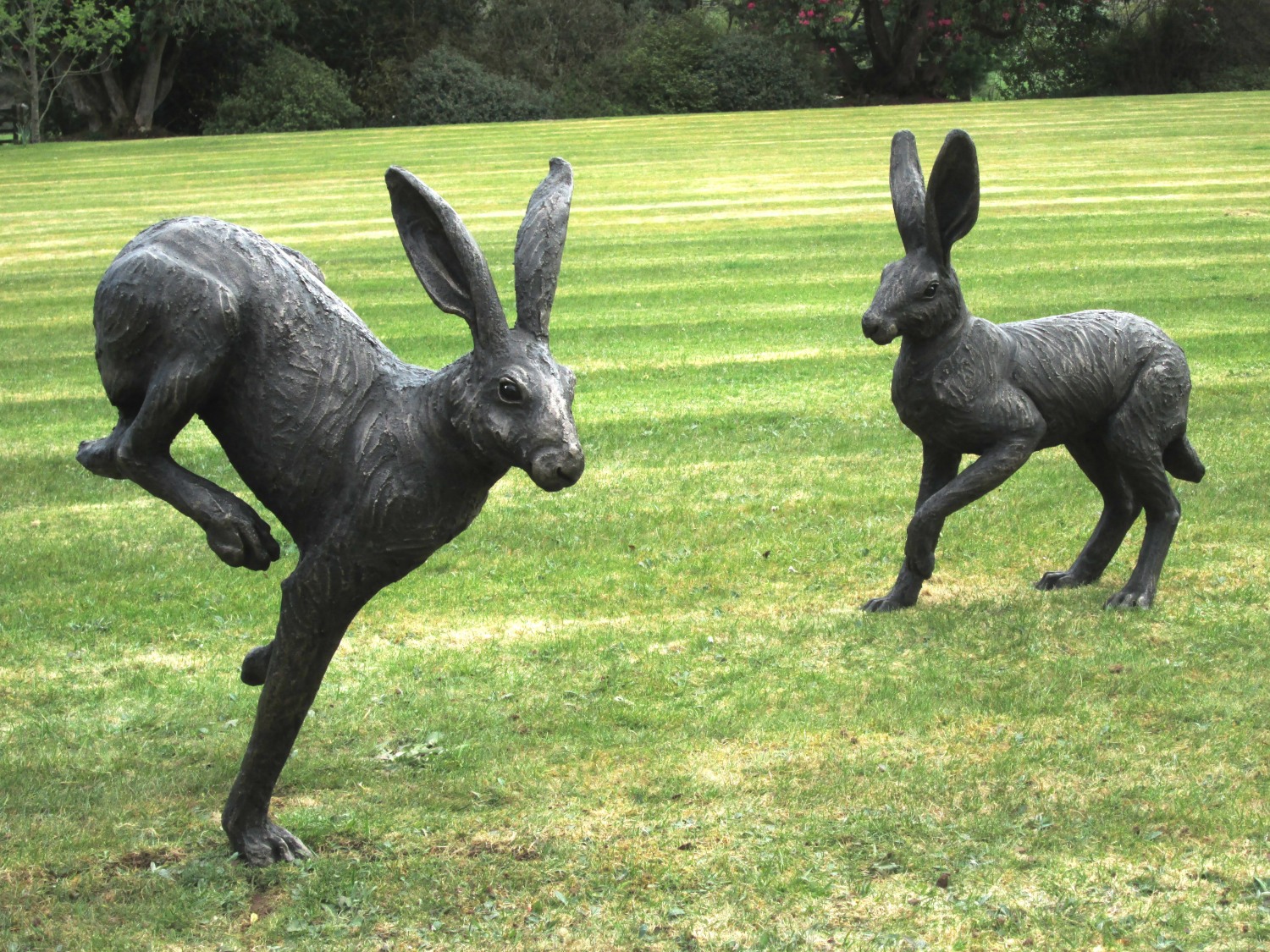 Large Running Hares | suziemarshsculptor