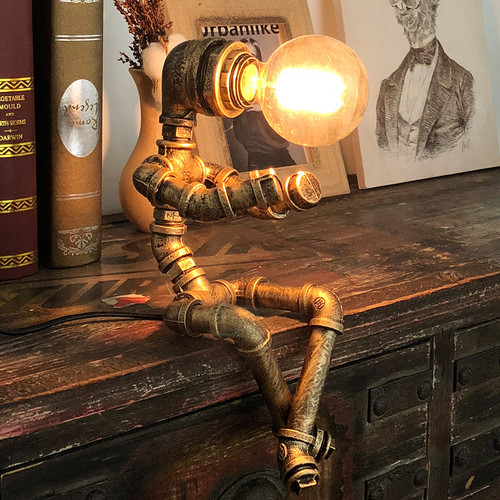 Industrial design pipe table lamp man shape reading light | Maso light