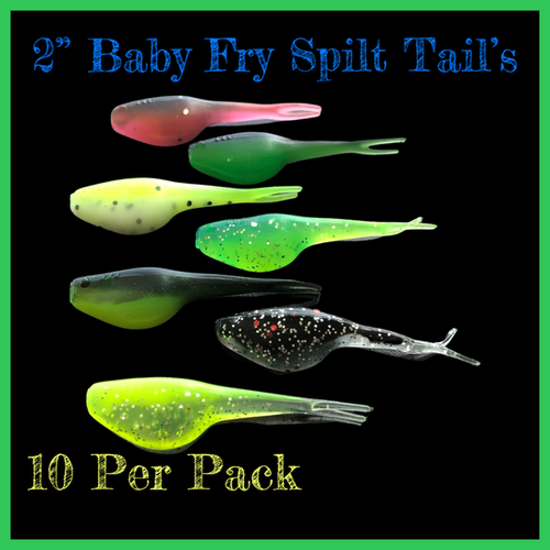 2” Baby Fry Split Tails 10 Per Pack | Upper Deck Fishing
