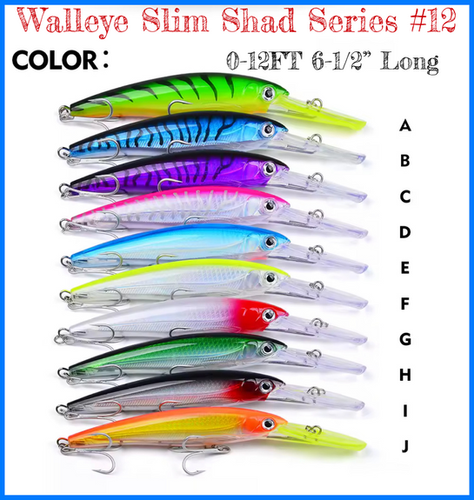 Walleye Diver #12 Slim Shad - Floating 0-12FT | Upper Deck Fishing