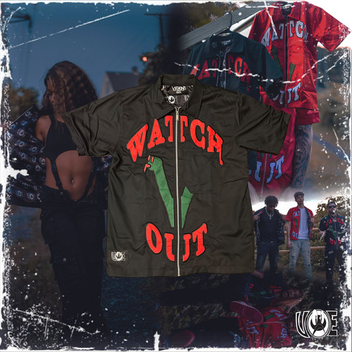 Watch Out Zip-Up Work Shirt | Visions Attire