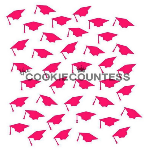 Graduation Caps Stencil by Cookie Countess | My Sweet Source