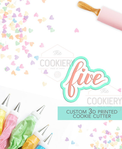5 - HANDWRITTEN NUMBER FIVE COOKIE CUTTER - The Cookiery - 3.5" | My ...