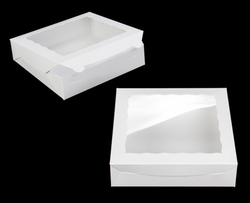 10" x 10" x 2 1/2" White Lock & Tab Box with Window | My Sweet Source