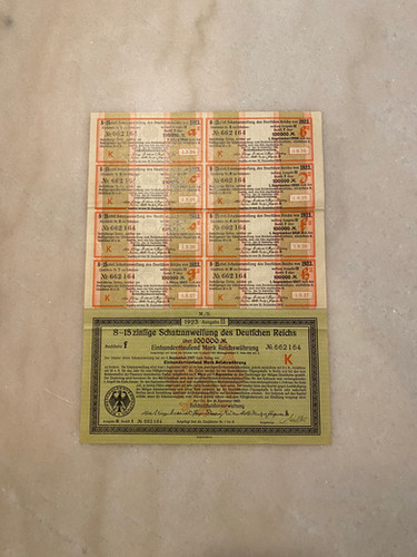 German Government Treasury Bond, 100,000 Mark, Series F, Letter K, 1923 ...