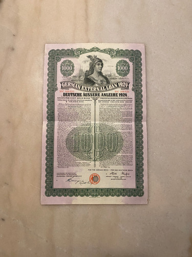 German External Loan, 7% Gold Bond - $1,000, 1924 | IRVE Antiques