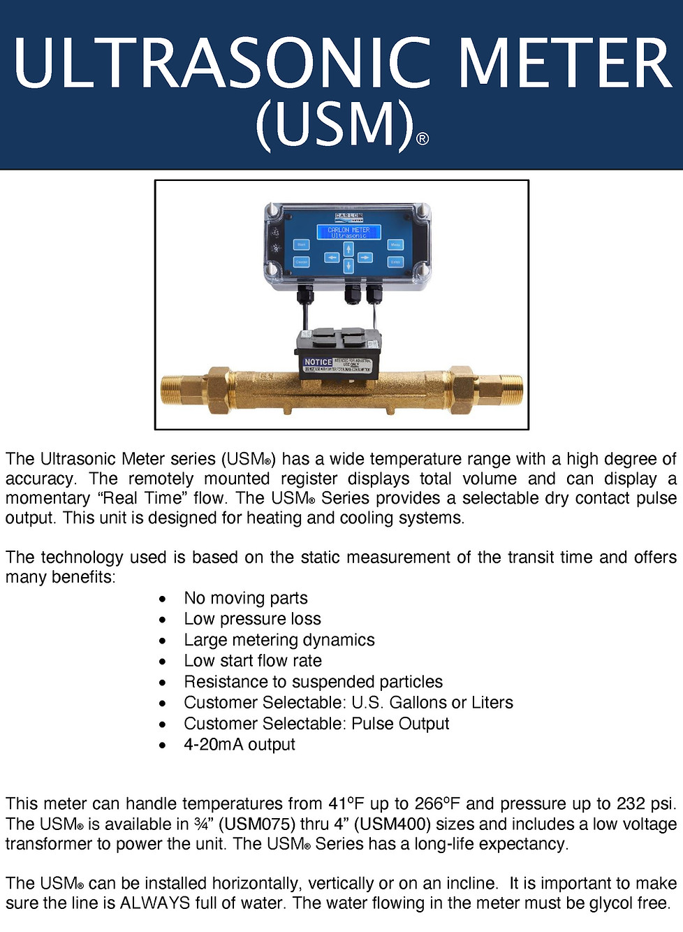 USM Ultrasonic Meter Series