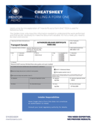 Form One Cheat Sheet | Mentor Aero
