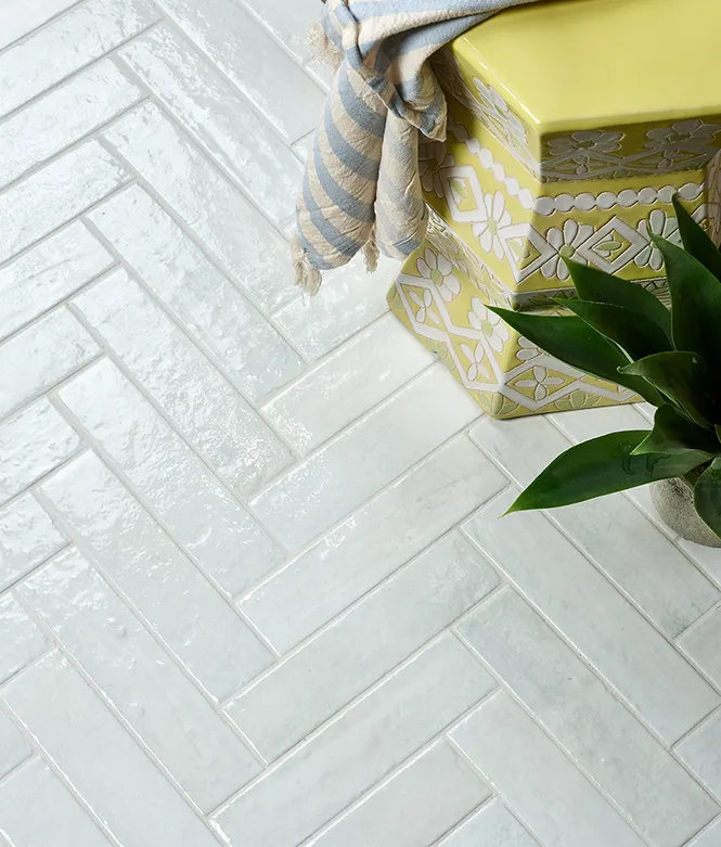 Pietra - 7x28cm Marlborough Porcelain Parquet Cotton White Gloss | The ...