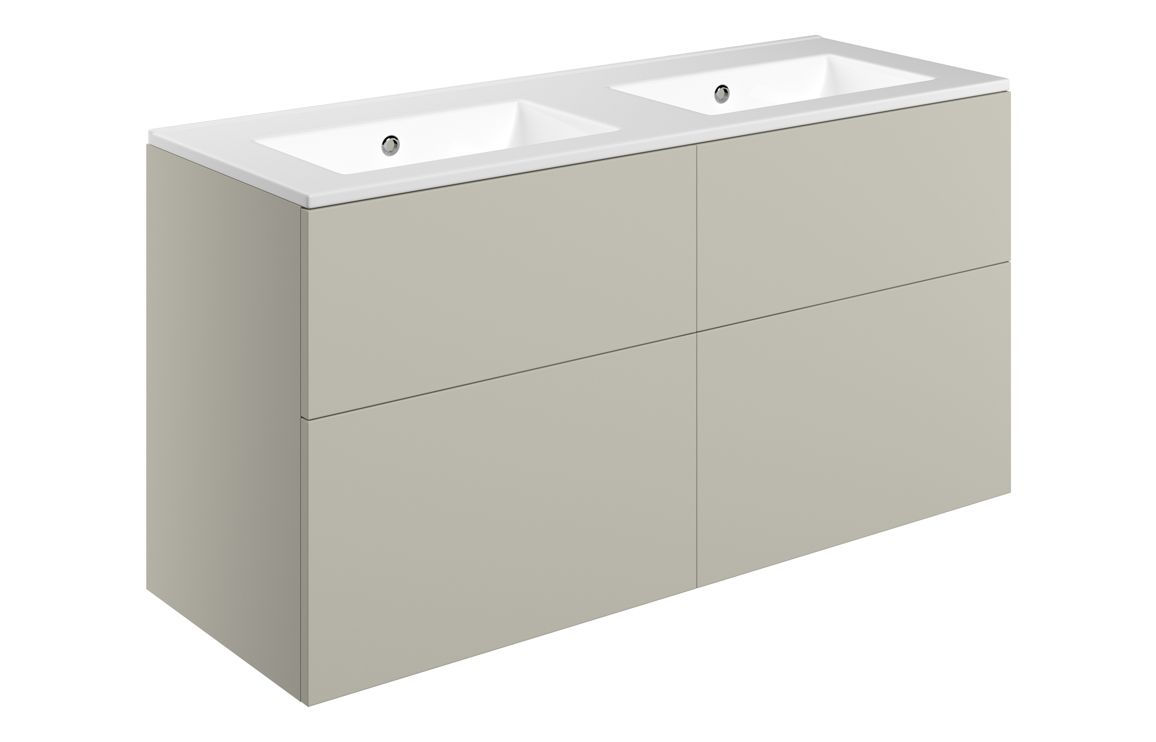 Veyra 1210mm Wall Hung 4 Drawer Basin Unit & 0TH Basin - Matt Latte ...