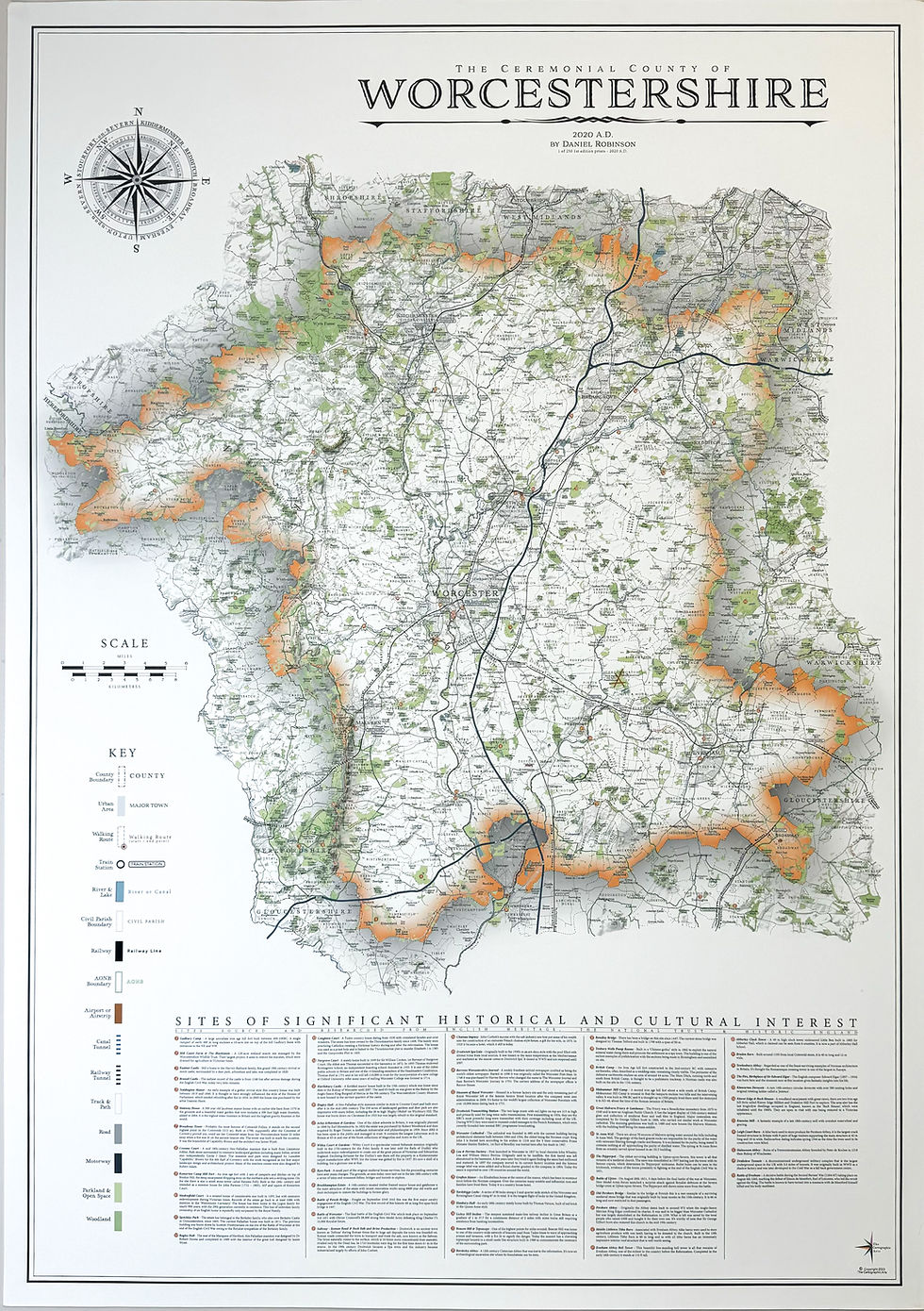 Wall Maps of Worcestershire | TheCartographicArts