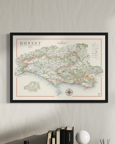 Dorset National Landscape Map Print - Mini Map | The Cartographic Arts ...