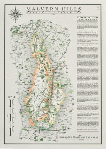 Map of Malvern Hills NL - County Sections | TheCartographicArts