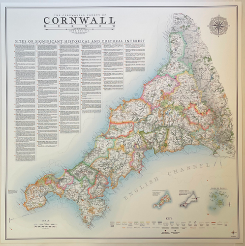 Map of Cornwall - Community Networks - blue coastline | TheCartographicArts