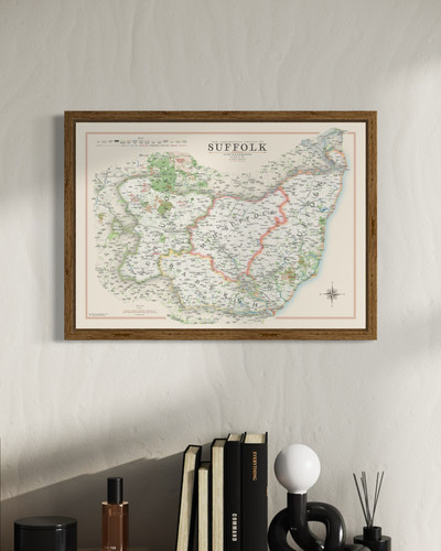 Suffolk Map Print with districts - Mini Map | TheCartographicArts