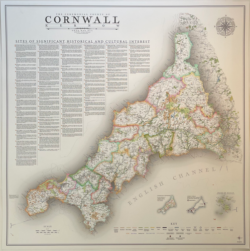 Cornwall Map - Community Networks - grey coastline | TheCartographicArts